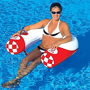 Sportsstuff Noodler 1 Inflatable Floating Lounge Chair with Cup Holder, Red & White