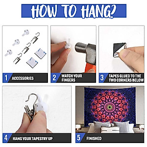 ADDWel Blacklight Mandala Boho Tapestry Glow In The Dark, Black Light Bohemian Hippie Poster Wall Hanging for Bedroom Aesthetic Wall and Room Decor (30" x 40", Mandala)