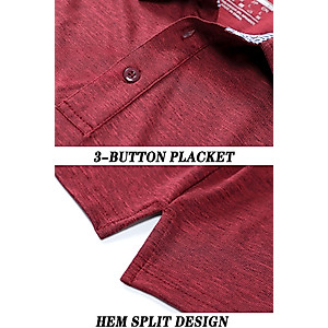 TACVASEN Lightweight Breathable Golf Polo Shirt for Men Elastic Quick Dry Fit Hiking Running Outdoor Shirt for Men Pink