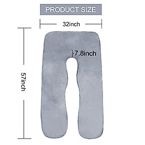 SLIGUY Pregnancy Pillow Cover U Shaped, 57-Inch Replacement Pillowcase, Used for Maternity Pillows, 100% Velvet, Double Zipper Stretch Fabric, Super Soft, Universal Type