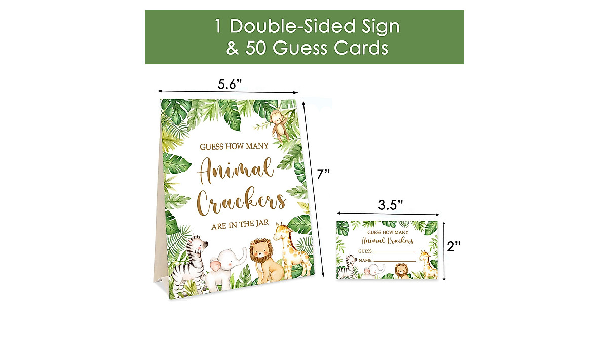 Safari Jungle Guessing Game Cards for Baby Showers