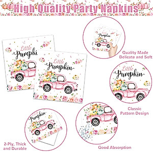 122PCS Little Pumpkin Baby Shower Decorations - A Little Pumpkin is On The Way Baby Shower Include Plates, Napkins, Cups, Forks, Tablecloth, and Banner for Girl Pumpkin Baby Shower, Serves 24