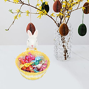 Didiseaon Easter Bunny Candy Bowl Ceramic Rabbit Bowl Snack Appetizer Nut Dish Candy Container Bunny Statue Figurine