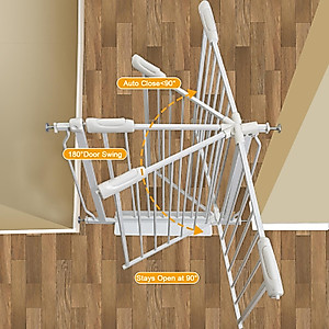 BELABB Extra Wide Baby Gate Tension Indoor Safety Gates White Metal Large Pet Gate Pressure Mounted Walk Through Long Dog Gate for The House Doorways Stairs (62.2 Inch-66.9 Inch/158cm-170cm, White)