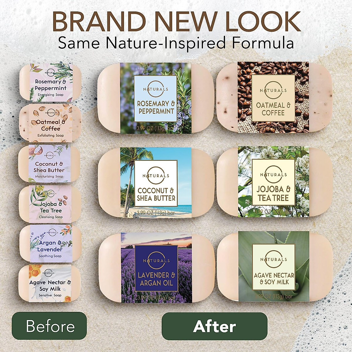 O Naturals 100% Natural Bar Soap - Assorted 6 PCS Soap Gift Set - Organic Ingredients & Essential Oils - Spa Gifts for Women & Men, Body Wash Soap Bar & Face Soap - Natural Soap - Mother's Day Gifts