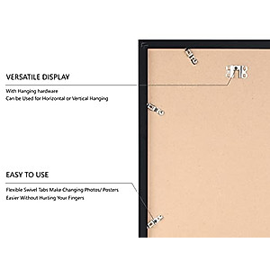 PEALSN 12x18 Picture Frame, Display Pictures 11 x 17 with Mat or 12 x 18 Without Mat for Wall Mounting Display, Photo Frames, Black.