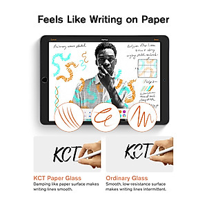 KCT Paperfeel Glass Screen Protector Compatible with iPad 9th Generation/iPad 8th Generation/iPad 7th Generation (iPad 10.2 Inch), Auto-Alignment Tool, Tempered Glass, EZ Kit