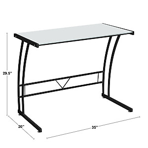 LumiSource Single Bit Computer Desk, Home Office Desk, Black Desk, Glass Desk, Small Desk for Bedroom, Gaming Desk, Contemporary Desk
