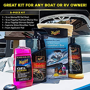 Meguiar's New Boat Owner's Essentials Box - Boat Cleaning Kit With Premium Marine-Grade Products for Your Boat or RV