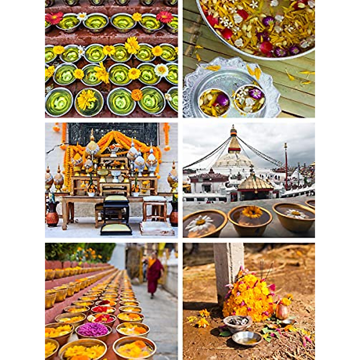 Brass Copper Offering Bowl Set of 7 Tibetan Buddhist Alar Supplies for Meditation Yoga Burning Incense Ritual Smudging Decoration by Mudra Crafts 3.25 Inches Copper Tone