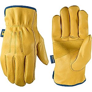 Wells Lamont unisex adult Men s Water Resistant Leather Work Gloves with HydraHyde Technology Cowhide 11, Saddletan, Large Pack of 1 US