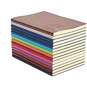 SINOBAND 4 Pieces Journals for Writing, A5 Paperback Colorful Notebooks, PU Leather Soft Cover, Lined Paper, Subject Notebooks for School and Office (Random Color)