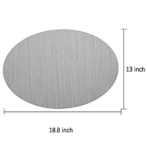 AHHFSMEI Placemats for Dining Table Woven Vinyl Plastic Place Mats Non-Slip Heat Insulation Stain Resistant Table Mats Washable Easy Clean 18.8x13 inches Placemats (Grey, 6)