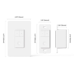 TREATLIFE 3 Way Smart Dimmer Switch 2 Pack, 2 Master Dimmer Switch Compatible with Alexa, Google Assistant, WiFi Light Switch Remote Control, Neutral Wire Needed, Schedule, No Hub Required