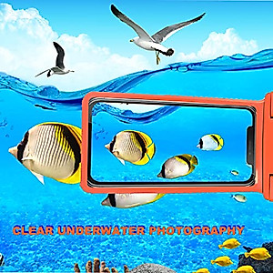LANQI 2Pcs New for 2022 3D Waterproof Phone case,Underwater Phone Pouch Bags for iPhone 13/12 /11 Pro Max/XR/SE/XS/8 7 6S Plus, Samsung Galaxy, and Pixel Phones Up to 6.9''-Black/Orange