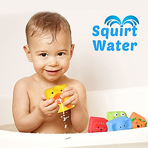 Soft Stacking Blocks for Baby, 12 PCS Soft Blocks Cube Bath Toys Squeeze Water Toys Building Blocks for Toddlers