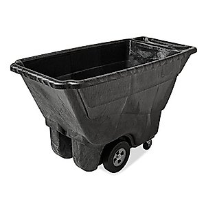 Rubbermaid Commercial Products Tilt Dump Truck, 450 lbs 1/2 Cubic Yard Heavy Load Capacity with Wheels, Trash Recycling Cart, Black