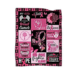 COTIMO Breast Cancer Awareness Blanket Breast Cancer Survivor Gifts for Women Cancer Throw Blankets Fight Cancer Gift for Chemo Patients Friends Colleagues 50x60 in
