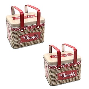 LONG TAO 2 Pcs Cookie Jar Jars Candy Cookie Tins Sugar Cans Food Storage Containers Storage Box with Handle and Lid for Home Kitchen Counter Decorative Snack Storage (Red)