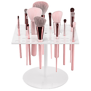 54 Holes Acrylic Brush Holder Makeup Brush Drying Rack Brush Dryer Collapsible Makeup Brush Holder Makeup Brush Dryer Stand for Acrylic Nail Brush Makeup Lover (White)