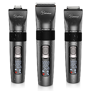 Hatteker Adjustable Beard Trimmer Hair Cutting Kit Hair Clippers for Men Cordless Waterproof Three-Speeds/15-pieces Hair Trimmer USB Rechargeable