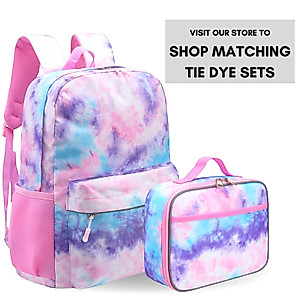 Fenrici Tie Dye Lunch Box for Kids, Girl's Lunch Box, Soft Sided Compartments, Spacious Girl's Lunch Bag for School, BPA Free, Food Safe,10.8in x 8.5in x 2.8in, Pink Tie Dye