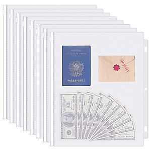 Antner Letter Size Binder Pockets 3 Holes Zipper Binder Folders for Ring Binder Loose Leaf Bags, Waterproof Pouch Document Filing Bags, 8 Pack