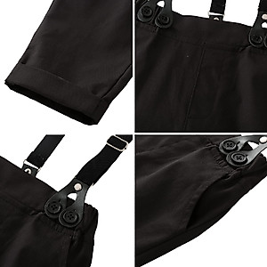 amokk Baby Boy Bow Tie and Suspenders Outfit Party Formal Wear Suits for 1st Birthday Clothing Set (Black, 12-18 M)