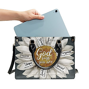 64HYDRO Christian Gifts, Daisy God Says Faith Purses for Women, Shoulder Bag, Handbags for Women, Valentines Day Gifts for Her, Gifts for Sisters, Daughter, Mom, Friends - Travel Work Leather Bag