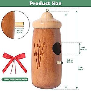 Lezmarket Hummingbird House, 3 Shapes Hummingbird Houses for Outside Hanging for Nesting, Boxwood Hummingbird Nest with Nesting Material & Red Ribbon, for Garden Decoration Wild Bird Conservation.