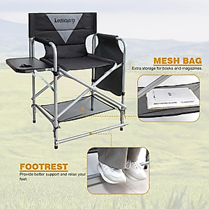 BAYIEIUI Medium Tall Folding Directors Chair with Side Table Storage Pocket Portable Camping Makeup Artist Bar Chair Supports 400 lbs 22.44" Seat Height