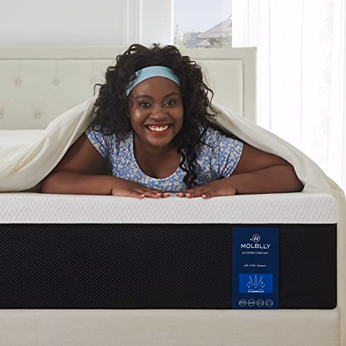 Molblly King Size Mattress, 14 Inch Premium Cooling-Gel Memory Foam Mattress Bed in a Box, Cool King Bed Supportive & Pressure Relief with Breathable Soft Fabric Cover,Medium Firm