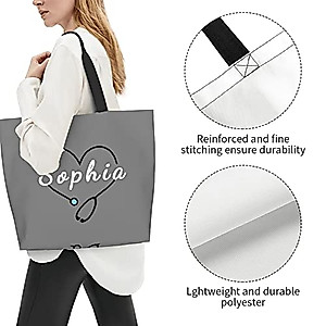 Oismys Personalized Nurse Tote Bag, Large Customized Tote Bag Shopping Travel Gym Daily Bags, Graduation Custom Gift for Nurse Doctor