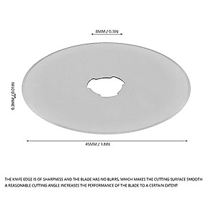 45mm Round Knife Blade Replacement Kit, SKS -7 Material, 6 Layers Fabric Cutting, Suitable for Paper, Fabric, Leather, Rotating Blade for Efficient Cutting