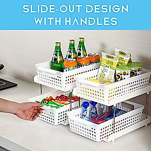 Aupmeka Kitchen Organizer 2 Tier Under Sink Storage and Organizer for Pantry, Cabinet, Cupboard, Fridge- Bathroom Sink Pull-Out Drawer Organizer