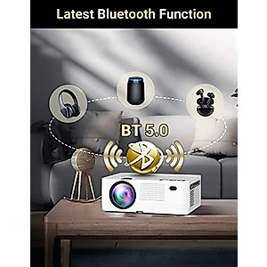 5G WiFi Bluetooth Projector, Full HD Native 1080P Projector 9500Lumens with Wireless Mirroring Screen, Compatible with TV Stick/HDMI/DVD Player/AV for Theater Movies [120" Projector Screen Included]