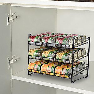 Toplife 2 Pack Stackable Can Organizer Rack, Soda Can Beverage Storage Dispenser Rack, Holds up to 36 Cans for Pantry, Refrigerator, Cabinet or Countertop, Black - Thicker Version