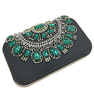 Boutique De FGG Green Beaded Evening Bags and Clutches for Women Formal Party Handbags Bridal Crystal Clutch Purse