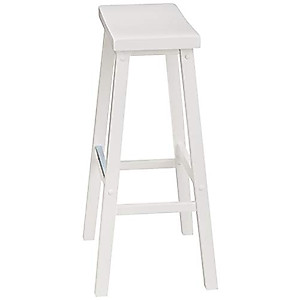 Amazon Basics Solid Wood Saddle-Seat Kitchen Counter Barstool, 29-Inch Height, White - Set of 2