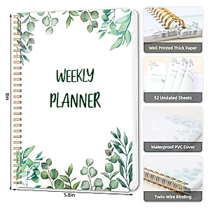 Daily Planner Hourly Schedules Appointment Planner Undated with To-Do List,Meals,Notes 10"X7.3",Flexible Cover ,Twin-Wire Binding