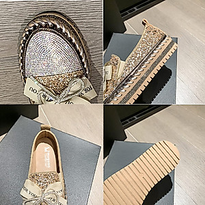 KCTRFSJ Women's Rhinestones Glitter Bow Platform Sneaker,Handmade Flat Casual Slip On Loafers,Comfort Low Top Walking Shoes (Pink,6,6)