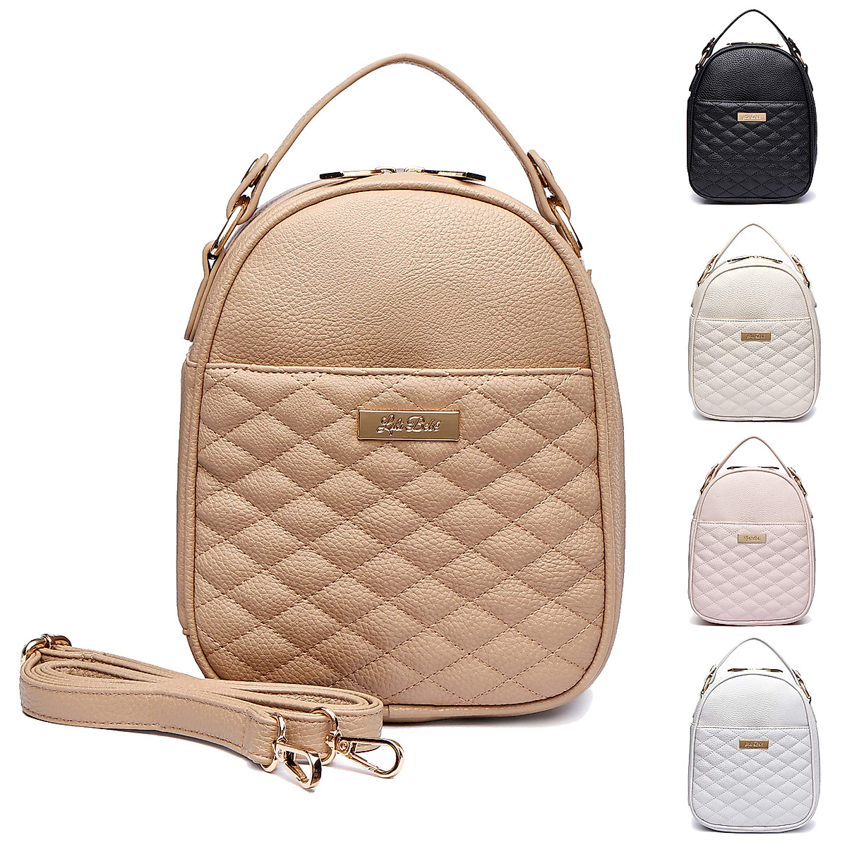 Designer Insulated Lunch Bag for Women - Luli Bebe Monaco Mini Lunch Bag with Shoulder Strap for Baby Food and Snacks (Latte Brown)