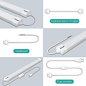 Airand Led Shop Light 2 Pack 2FT 18W 5000K Utility Led Garage Lights IP66 Waterproof Led Under Cabinet Lighting LED Cube Light for Garage, Workbench,Closet,Shop,Hallway