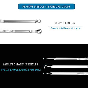 5PCS Blackhead Remover, Pimple Comedone Extractor, Whitehead Removal Tool, Acne Blemish Tools Set, Professional Blackheads Tweezers Kits