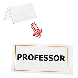 5Pcs Conference Board Wedding Sign Holders for boss Clear Name Cards Table Number Holders Plastic Tent Holder Wedding Place Cards Table Tent Cards Acrylic Desk Blank Banquet