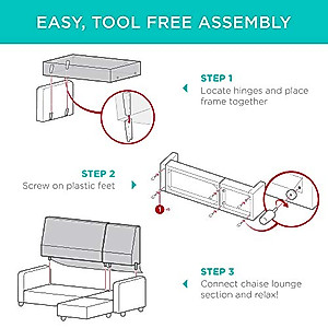 Best Choice Products Linen Sectional Sofa for Home, Apartment, Dorm, Bonus Room, Compact Spaces w/Chaise Lounge, 3-Seat, L-Shape Design, Reversible Ottoman Bench, 680lb Capacity - Blue/Gray