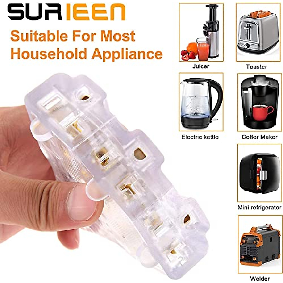 SURIEEN 30 Amp to 15 Amp Adapter Generator Power Cord, 3 Prong NEMA L5-30P Male Plug to 3X 5-20R/5-15R Female, Connectors Adapter Cord with Lighted End, 1.5 FT