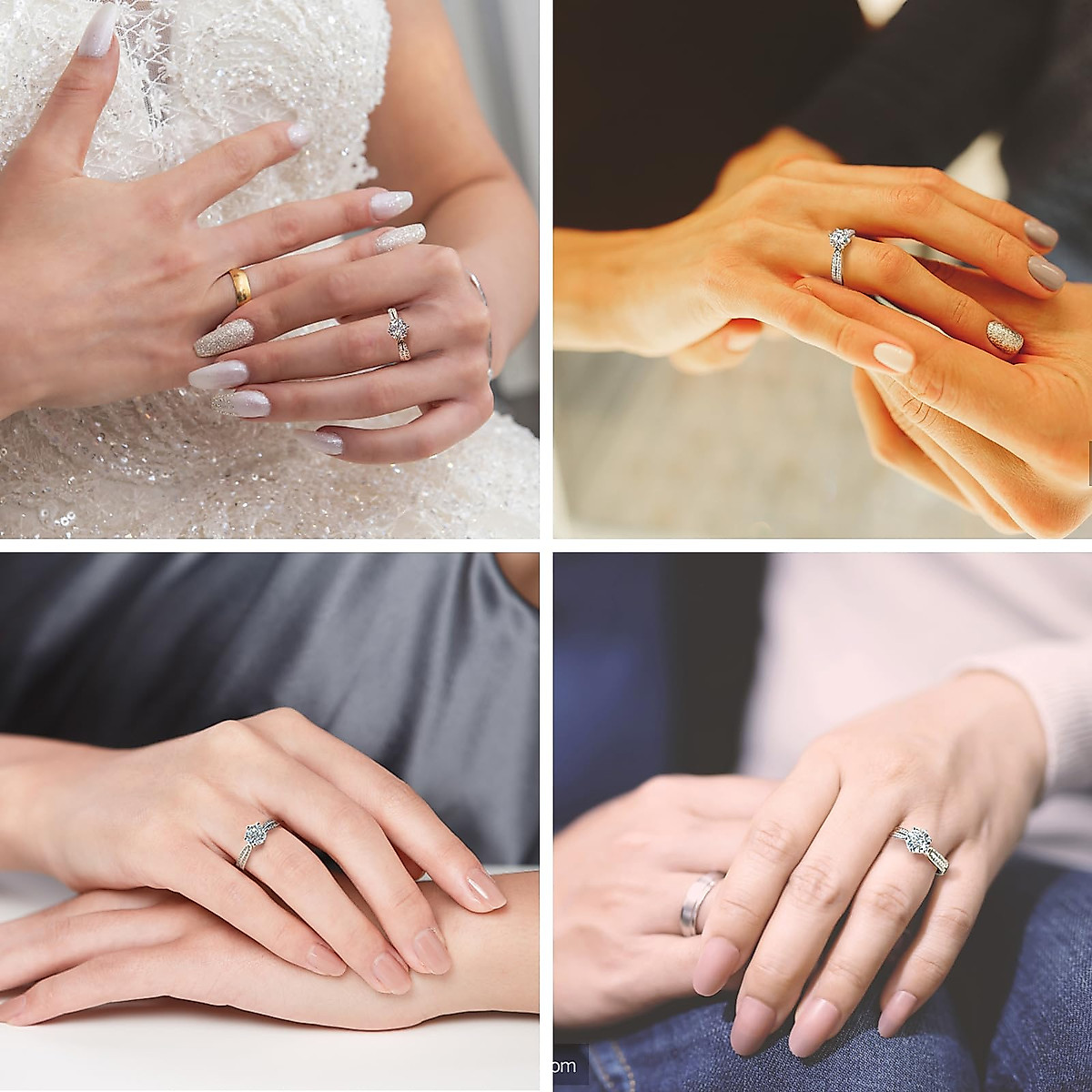 @MintSwag-Yang Moissanite Engagement Rings for Women,1.0 ct Womens Engagement Rings Moissanite Rings S925 Sterling Silver with 14K White Gold Plated Halo Promise Wedding Rings D Color Excellent Round Cut Size 9