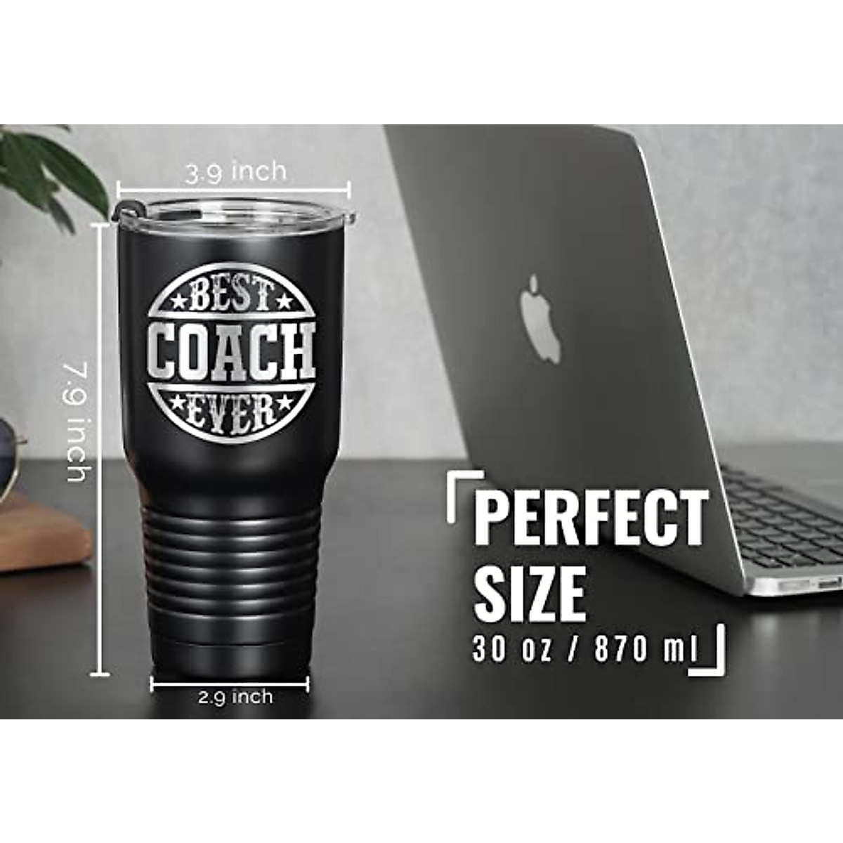 Onebttl Coach Gifts, Funny Gift Idea for Appreciation, Christmas, Birthday, 30oz Stainless Steel Insulated Travel Mug - Best Coach Ever