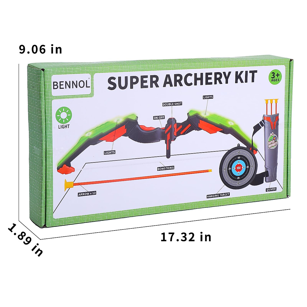 Bow and Arrow for Kids, Kids Archery Set with Light-up LED Includes 10 Suction Cup Arrows, Target & Quiver, Indoor & Outdoor Kids Archery Boys Toys Gifts for 3 4 5 6 7 8-12 Years Old Boys Girls